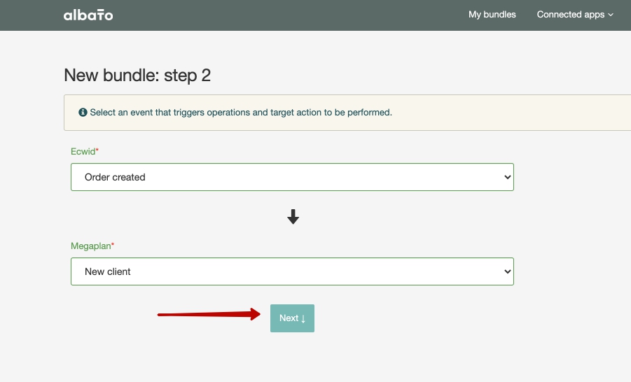 Albato: выгрузка в CRM Мегаплан